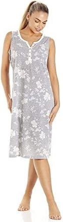 Camille Femme L&eacute;g&egrave;re Blanche Florale sans Manches Chemise De Nuit 46-48 Grey