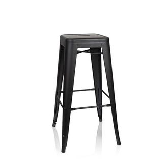hjh OFFICE 645016 Tabouret de Bar VANTAGGIO High métal Noir Mat Tabouret rétro Design Industriel, empilable