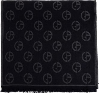 Giorgio Armani Wollschal mit Monogramm - - Accessories - Herren - Blau - ONE SIZE