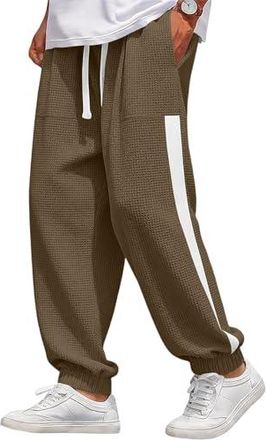 Generic Pantalon de surv&ecirc;tement pour homme, coupe d&eacute;contract&eacute;e, avec cordon de serrage &agrave; la taille, confortable, grande taille, taille L pour homme, caf&eacute;, XXL