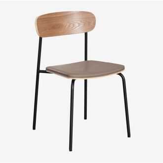 Sklum Chaise de salle à manger empilable en fer et bois Wilpier SKLUM Noir