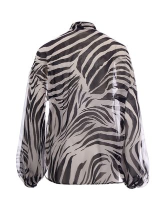 Max Mara Womens Blouse Printed Chiffon Black Blouses Shirt