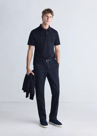 Mango Pantalon slim fit en m&eacute;lange de laine thermor&eacute;gulateur bleu marine - Homme - 38 - MANGO MAN