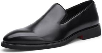 Generic Mocassins en cuir &agrave; enfiler pour homme, Noir, 42 2/3 EU