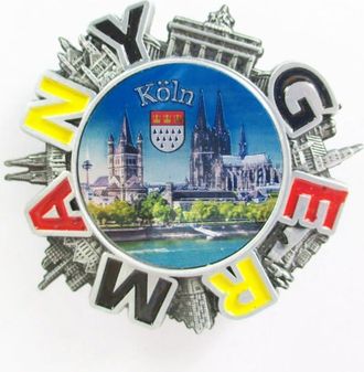 Generic K&ouml;ln Magnet Metall mit drehendem Kranz Drehscheibe Souvenir Dom Rhein Br&uuml;cke