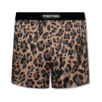 Tom Ford Seidenboxershorts mit Logo - - Underwear - Herren - Braun - XS