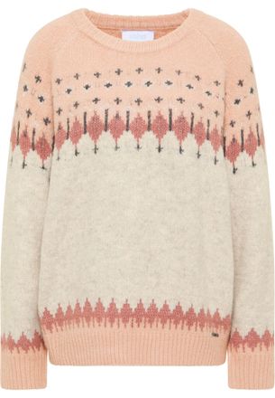 Usha Damen Rundhalspullover fenia, Rosa Mehrfarbig, XL/XXL