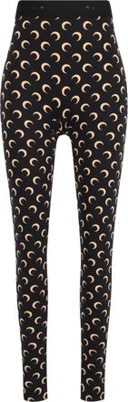 Marine Serre Logo-Monogram Leggings - Black
