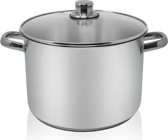 Krüger Krüger Edelstahl-Allzwecktopf - Kochtopf mit Deckel zum Sichtkochen - energiesparender Kapselboden - ideal für Feste, Partys und den alltäglichen Gebr