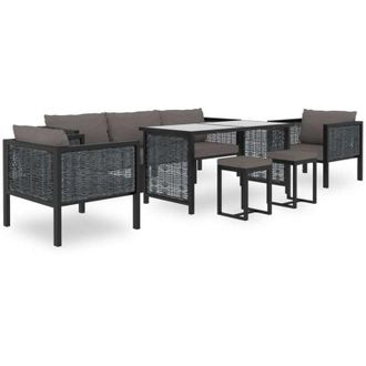 vidaXL Vidaxl - Salon de jardin 8 pcs avec coussins R&eacute;sine tress&eacute;e Anthracite