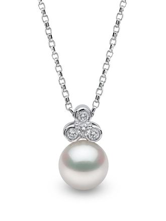 Yoko London collier Trend en or blanc 18ct orn&eacute; de perles deau douce et de diamants - Argent