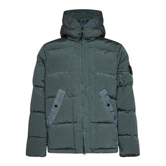 Stone Island Wattierte Kapuzenjacke - - Jackets - Herren - Gr&uuml;n - L