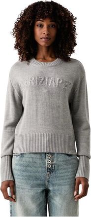 Patrizia Pepe Pull-over &agrave; col rond orn&eacute; - Femme - Pulls - Gris - Taille: 38 FR