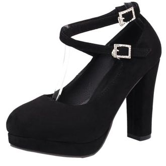 Smilice Mo Joc Chaussures Mary Jane avec semelle plateforme | Talon de 10,5 cm et plateau de 2 cm | Semelle en caoutchouc antid&eacute;rapante | Capuchon rond et san