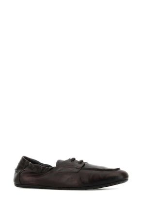Prada Mens Dark Brown Leather Loafers Moro Mocassini