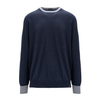 Fay Herren Wollpullover mit Ellbogenpatches - - Knitwear - Herren - Schwarzk - 3XL