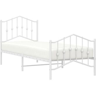 vidaXL Bettgestell mit Kopf- und Fu&szlig;teil Metall Wei&szlig; 80x200 cm Vidaxl