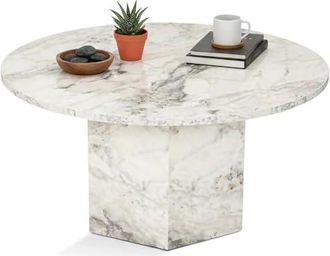 Dmora Dmor Esine Couchtisch Rund Wei&szlig; 80x80x40h cm