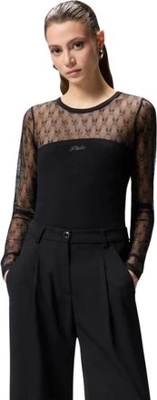 Pinko Pinko, Femme, Tops, Noir, Taille: 36 FR Body &agrave; Manches Longues en Jersey de Coton C&ocirc;tel&eacute;