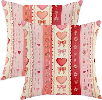 Generic Herzen, Romantische, Fantasievolle Schleifen, Blumen Kissenbezug Luxuri&ouml;se Dekokissenbezug Mit Rei&szlig;verschluss Sofakissenbezug F&uuml;r Balkon Bett Schlafzi