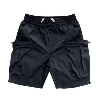 Generic Pantalons courts d&eacute;t&eacute; baggy grandes poches style jambe large pantalon quart d&eacute;contract&eacute;, Noir, L