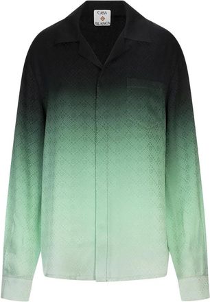Casablanca Femme, Blouses et Chemises, Multicolore, Taille: 38 FR Gradient Ping Pong Jacquard Long Sleeve Silk Shirt