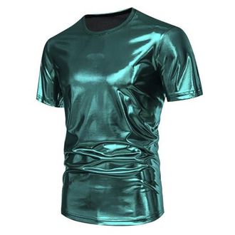 Generic Chemise a Paillette Homme, Chemise Disco Homme Annee 70, T-Shirt Brillant &Agrave; Manches Courtes Et Col Rond pour Homme, Id&eacute;al pour Les Soir&eacute;es Et Les &Eacute;v&eacute;n