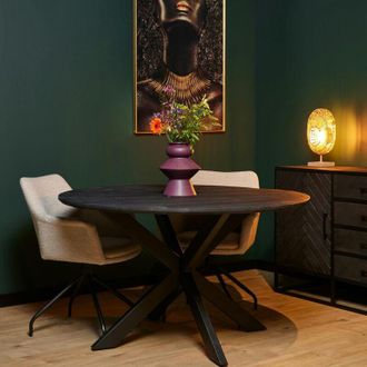 Pier Import Table ronde noire en bois de manguier &Oslash;110 cm ALVERA