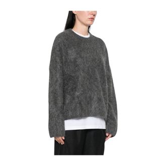 Soft Goat Brushed Crewneck - - Knitwear - Damen - Grau - M