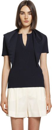 Max Mara Tie-Detailed Ribbed-Knit T-Shirt