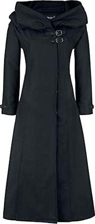 Gothicana by EMP Femme Manteau long en laine noir avec grande capuche XL