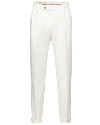 Windsor Anzughose aus Baumwolle und Stretch mit zwei Bundfalten, Shaped Fit in