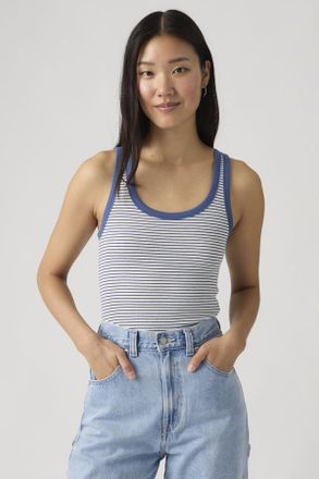 Levi's D&eacute;bardeur Maille C&ocirc;tel&eacute;e Hayes - Femme - Blanc / Ava Stripe Cloud Dancer Sunshine Blue - L