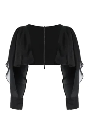 Maticevski Womens Cropped Cape Black Polyester Blouses Shirt