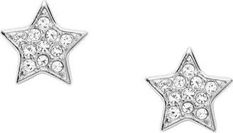 Fossil Boucles doreilles en acier inoxydable de ton argenté avec fermoir à bouton-pression pour femmes