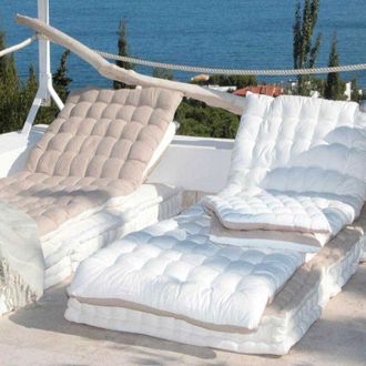 HOME MAISON Homemaison - Matelas bain de soleil matelass&eacute; coton lav&eacute; Naturel 65x200 cm