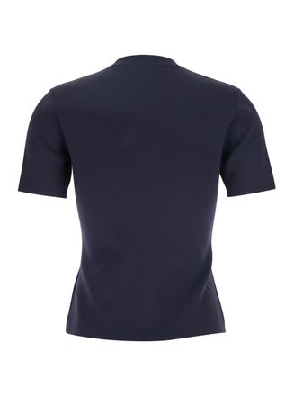 Max Mara Womens Blue Crewneck T-Shirt With Logo Viscose T-Shirts & Jerseys