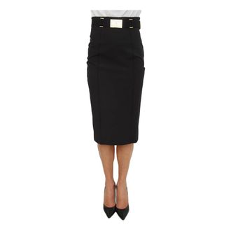 Elisabetta Franchi Belted Pencil Midi Skirt - - Skirts - Damen - Schwarzk - L