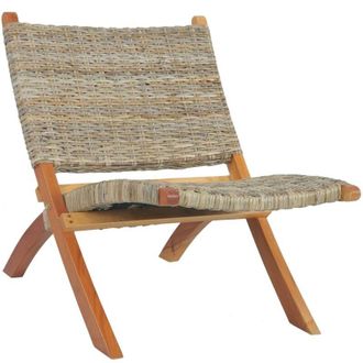 vidaXL Chaise de relaxation rotin kubu naturel et bois dacajou massif Vidaxl