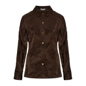 Ganni Femme, Blouses et Chemises, Brun, Taille: 38 FR Chemise &agrave; nouer &agrave; la taille