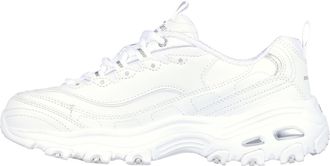 Skechers Damen DLITES Fresh Start Wide Fashion Sneaker, Wei&szlig; Silberfarben, 37 EU Weit