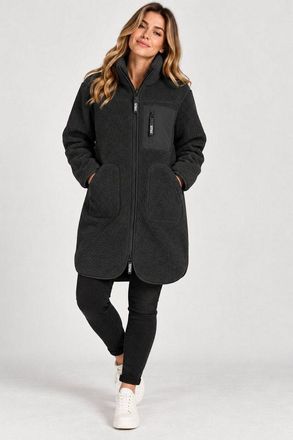Sublevel Fleecejacke Damen Teddy Fleece Mantel Jacke Lang geschnitten kuschelig Perfekte Passform Hochwertige Verarbeitung, Angenehm weich & warm