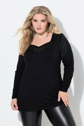 Miamoda T-Shirt Langarmshirt A-Linie Glitzersteinchen-Verlauf