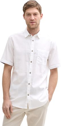 Tom Tailor Herren Kurzarm Hemd Cotton Linen Shirt - Regular Fit S - 3XL, Größe:XXL, Farbe:1045098-20000 White