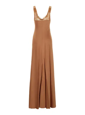 Forte_Forte Womens Dress With Lace Straps Pink Acetate