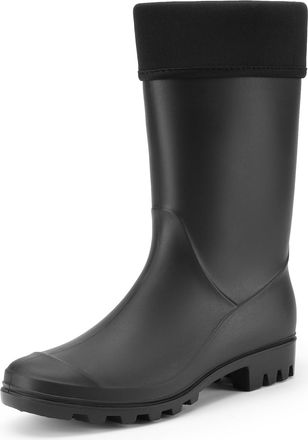Dream Pairs Stiefel Damen Gummistiefel hoch Wasserdicht Regenschuhe,Size 40,Schwarz,DWEMRB2509