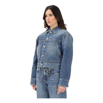 Calvin Klein Jeans Femme, Vestes, Bleu, Taille: 38 FR Veste en jean courte et carr&eacute;e