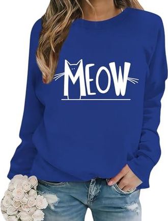 Generic Sweat-shirts &agrave; enfiler pour femme | Meow en forme de chat - Sweat-shirt &agrave; manches longues pour lautomne - Hauts de vacances tendance - pour les rencon