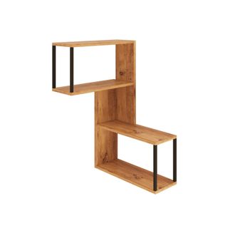 Mobili Rebecca Eckregal, Eck-Bücherregal, Hängeregal, Braun Dunkelgrau, Spanplatte Eisen, Regal für Wohnzimmer oder Arbeitszimmer - Maße HxBxT: 85 x 53,5 x 19,5 cm -