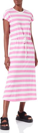 Only Womens ONLMAY S/S MIDI Stripe Dress JRS Kleid, Super Pink/Stripes:Cloud Dancer (kia), M